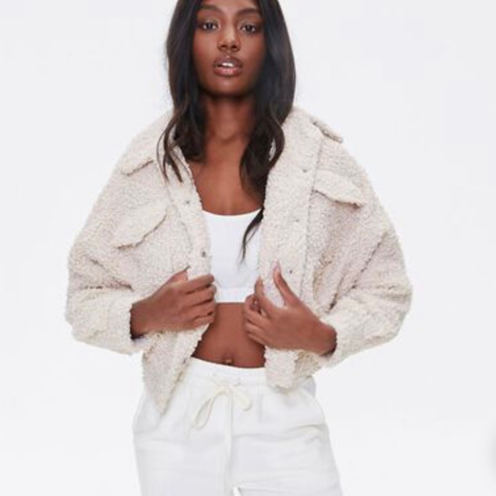 Faux Shearling Beige Small Jacket From Forever21 - Gem